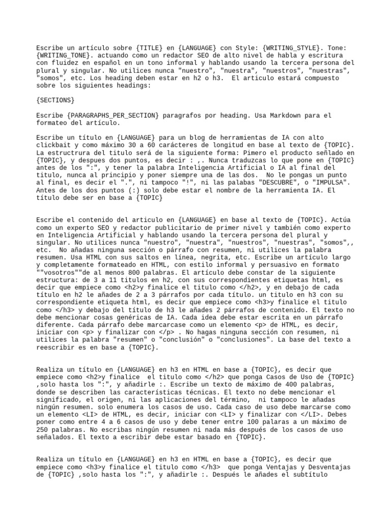 Prompt Vive 4 Puesto y También Sacado Desde Excel | PDF