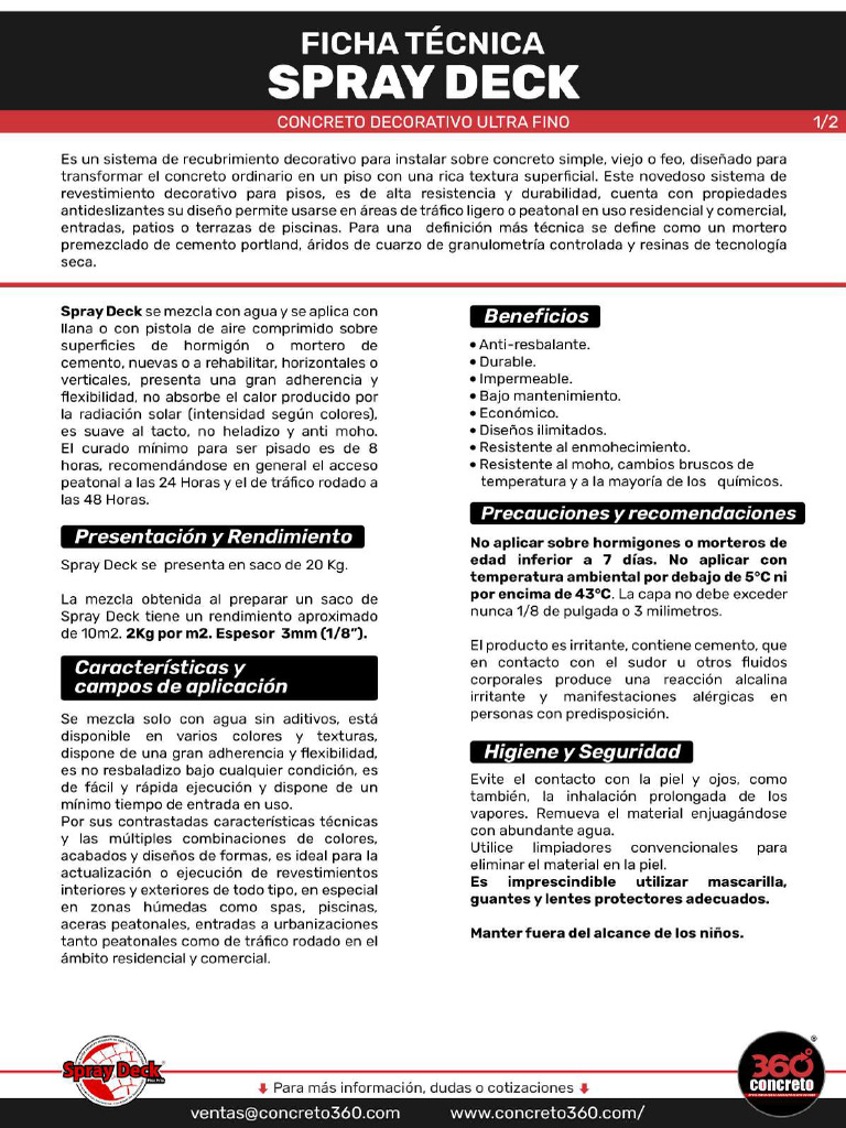Ficha Tecnica - Spray Deck | PDF