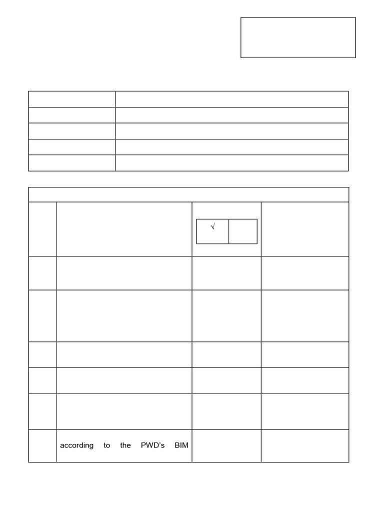 BIM 007 Model Requirement Checklist Structure | PDF