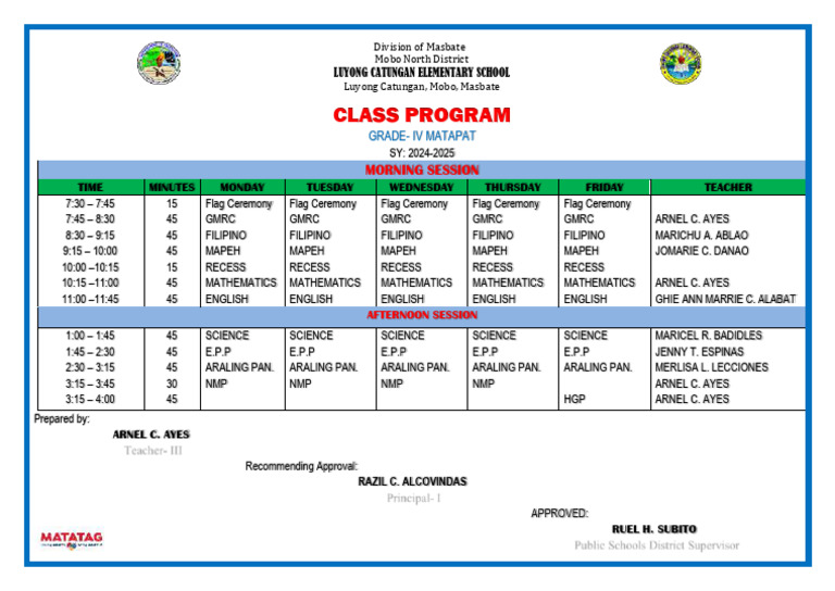 Class Program G4 MATAPAT | PDF