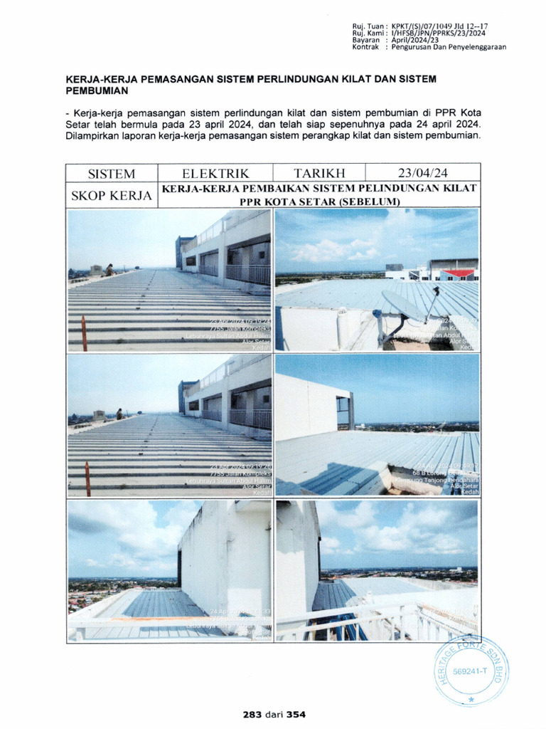 KERJA KERJA PEMBAIKAN SISTEM PERLINDUNGAN KILAT PPR KOTA SETAR | PDF