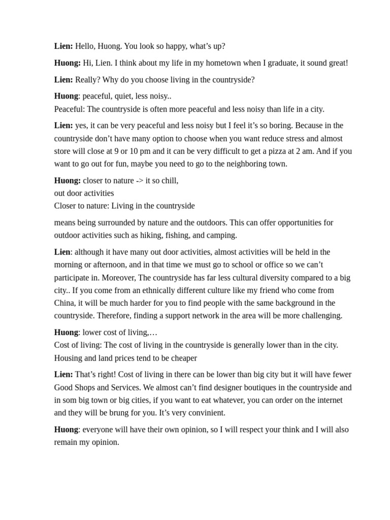 Advantages and Disadvantages of Life in The Countryside | PDF