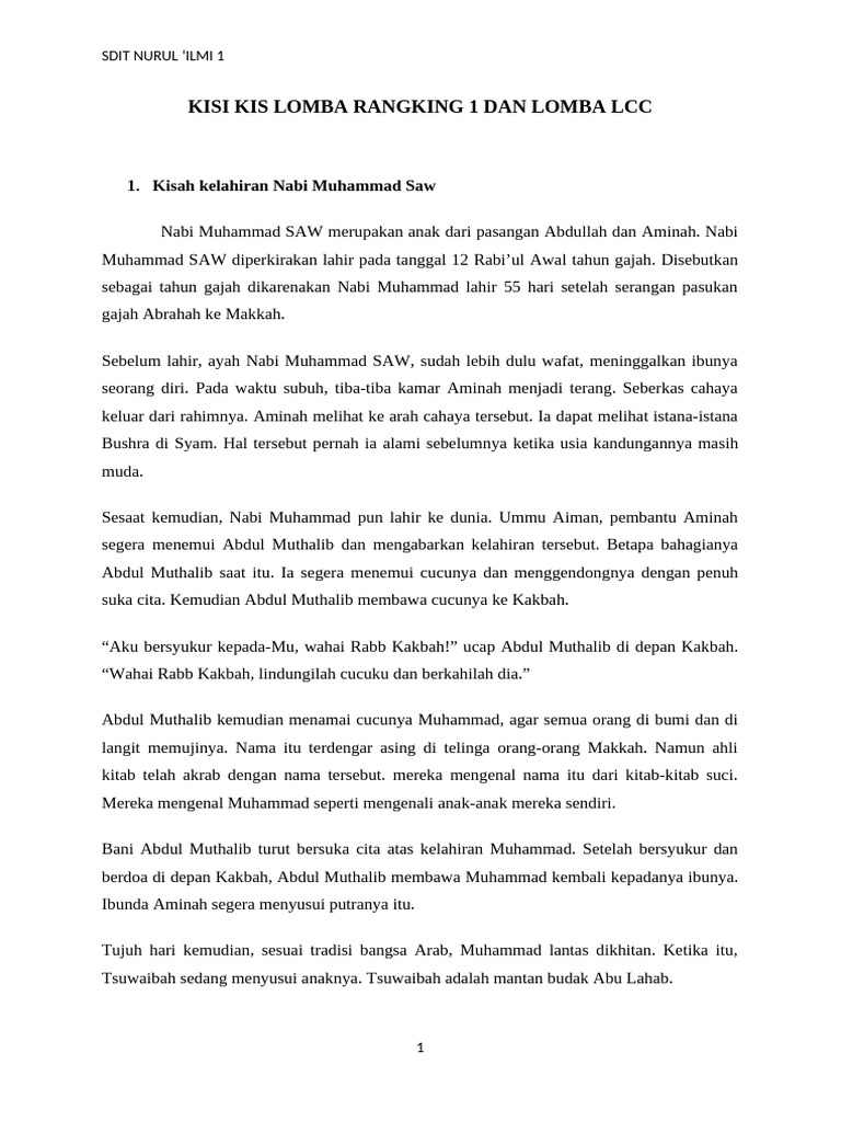 Kisi Kisi Lomba Rangking 1 Dan LCC | PDF