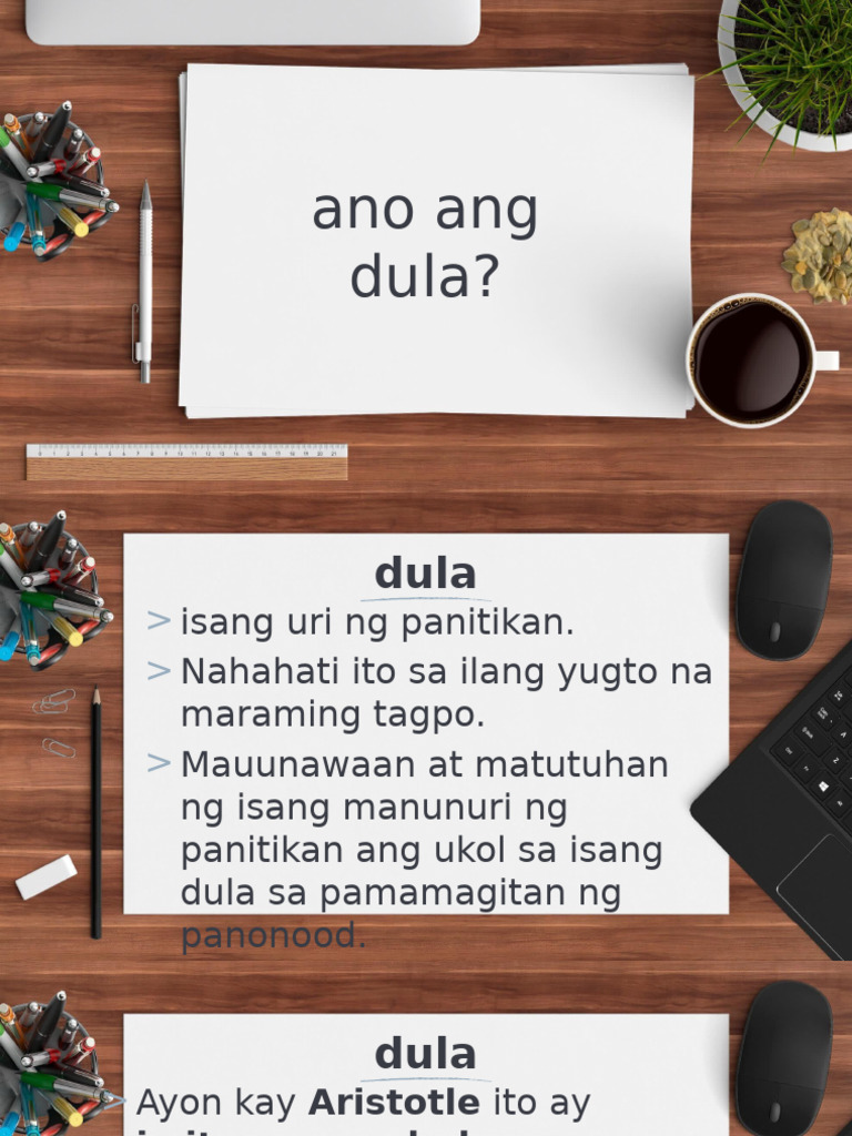 Mga Sangkap Bahagi Elemento at Uri NG Dula | PDF