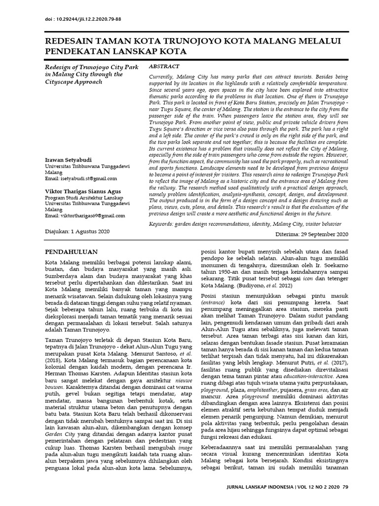 Redesain Taman Kota Trunojoyo Kota Malan | PDF