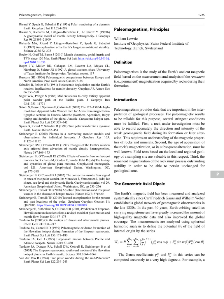 Lowrie 2021 Paleomagnetism Principles | PDF
