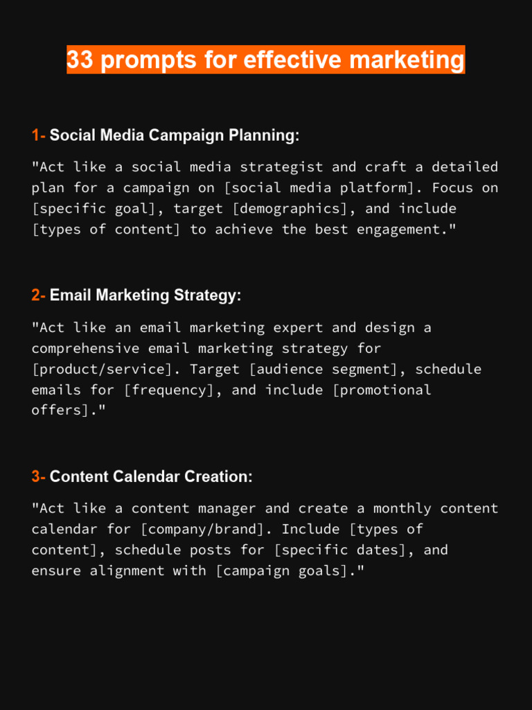 33 Prompts For Effective Marketing - Mohamed Sakr | PDF