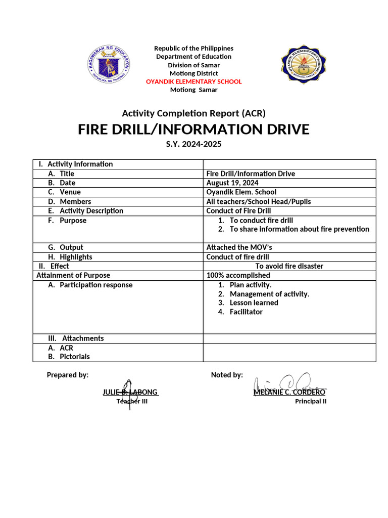 ACR Fire Drill 2024 | PDF