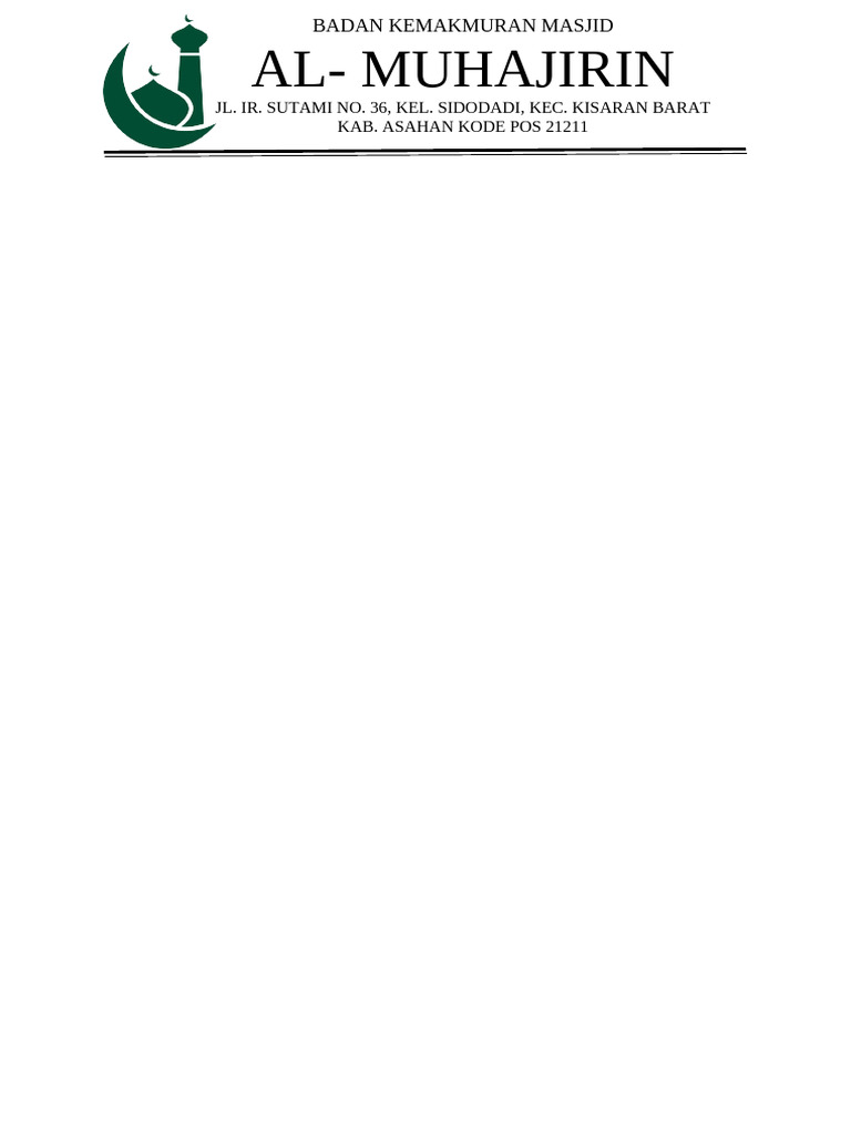 Kop Surat Masjid Al Muhajirin | PDF
