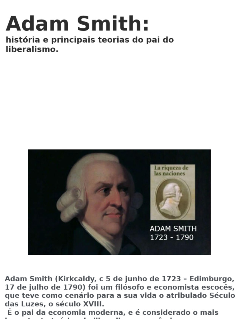 Aula Liberalismo Adam Smith | PDF