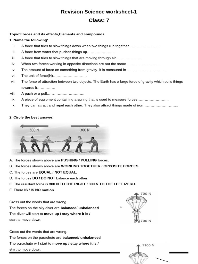 Science Revision Worksheet 1 | PDF