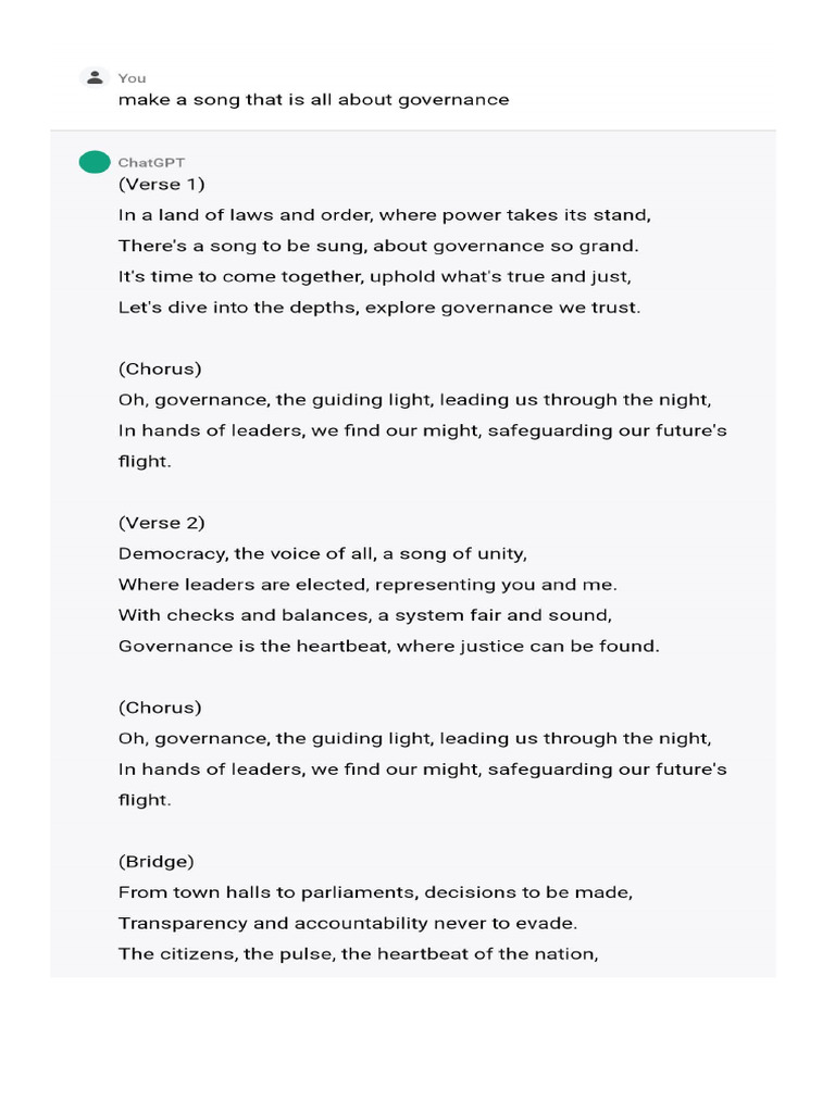 Governance Song (Philippine Politics) | PDF