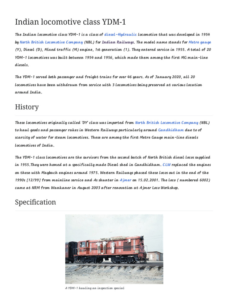 Indian Locomotive Class YDM-1 - Wikipedia | PDF
