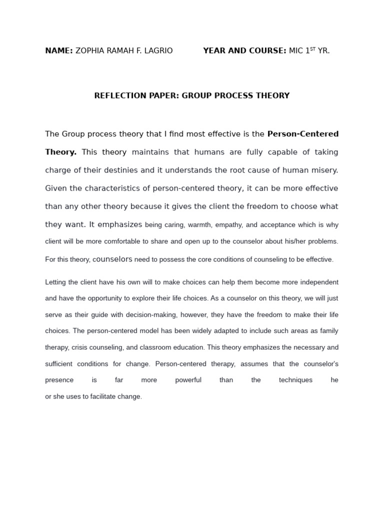 Reflection Group Process Theory | PDF