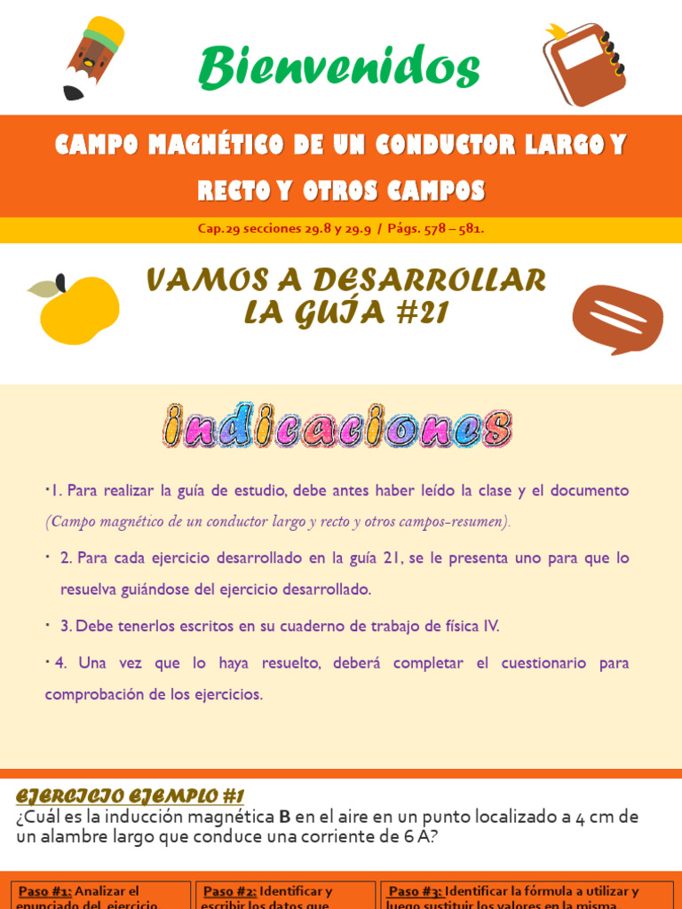 Guia 21 Campo Magnetico de Un Conductor Largo y Recto y Otros Campos ...