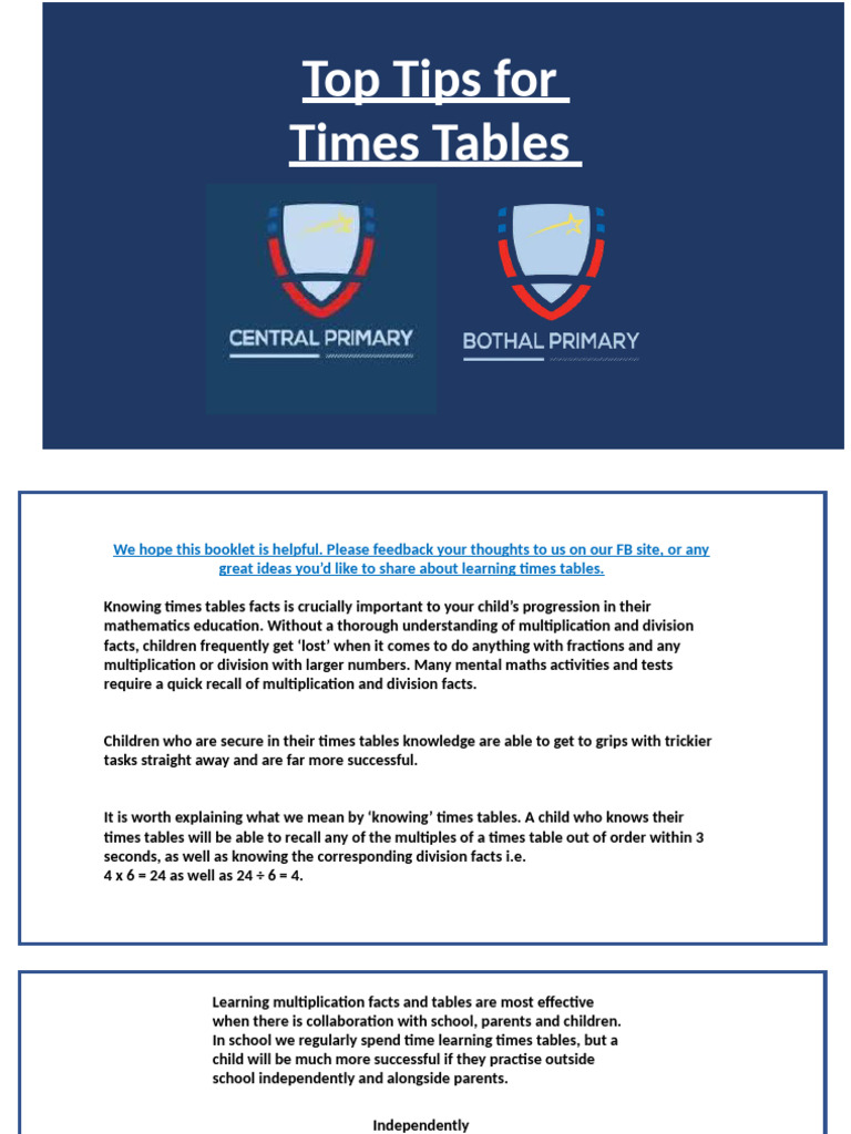 ALP Times Table Guide | PDF