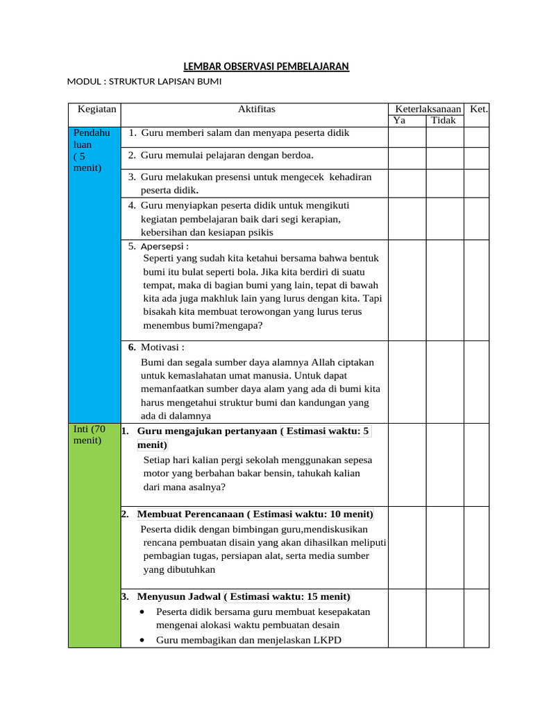 Lembar Evaluasi Pembelajaran | PDF