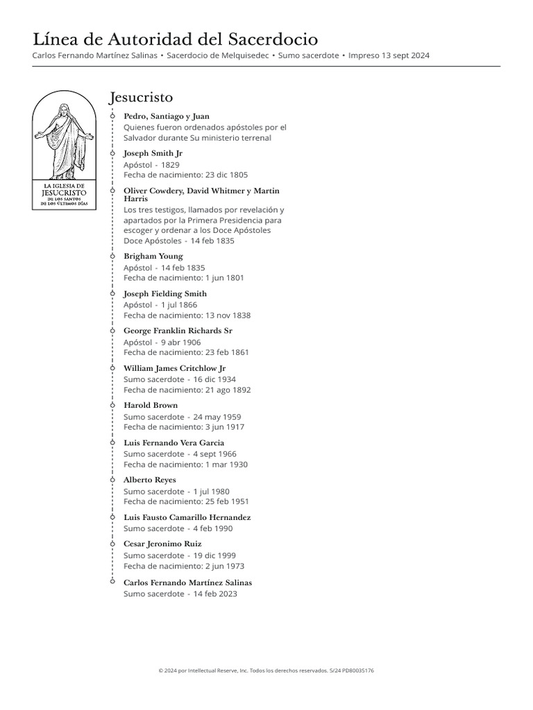 Línea de Autoridad Del Sacerdocio - Sumo Sacerdote | PDF