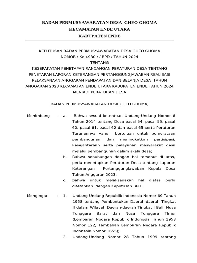 Berita Acara Penetapan LKPJ 2023 | PDF