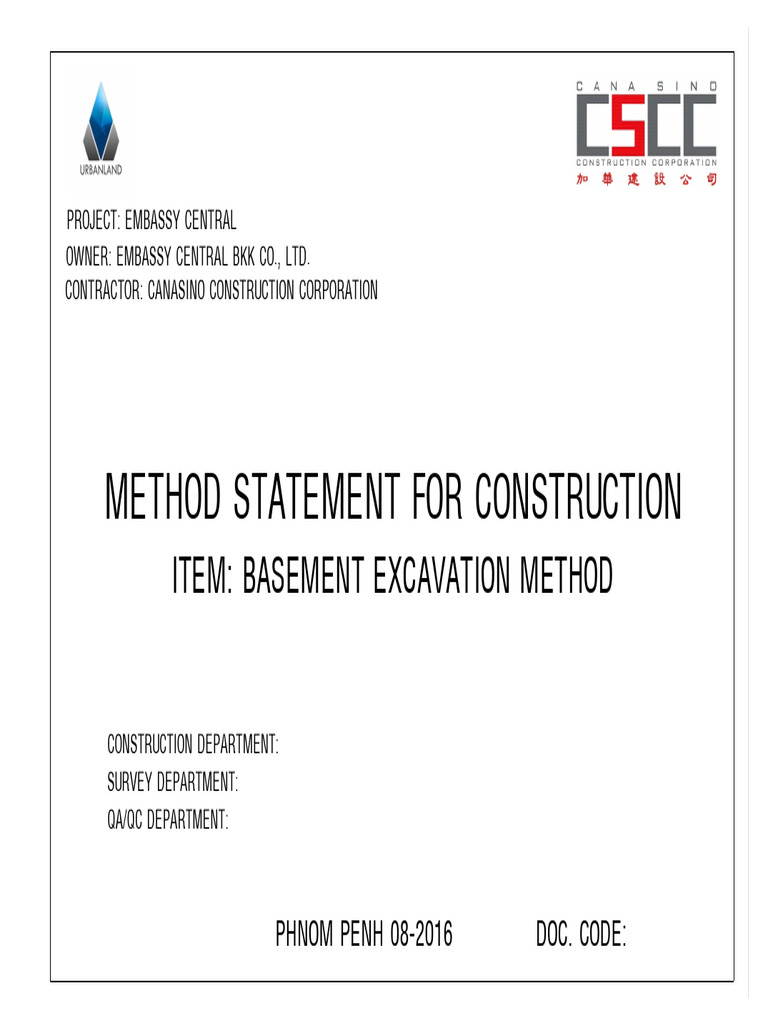 Basement Excavation and Construction Method | PDF