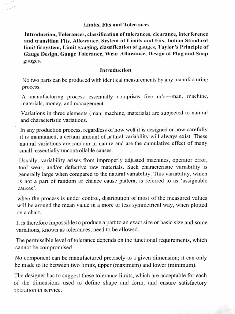 Limits, Fits, And Tolerances Part 1 | PDF