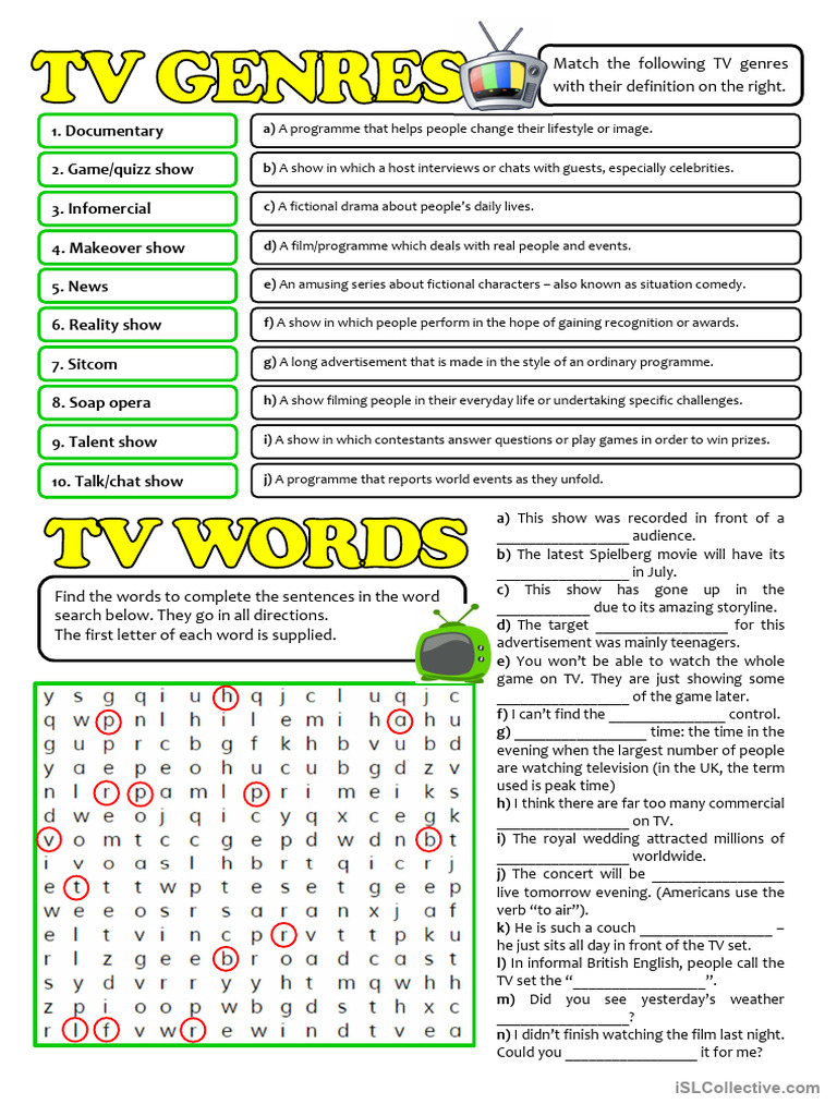 TV GENRES and WORDS | PDF