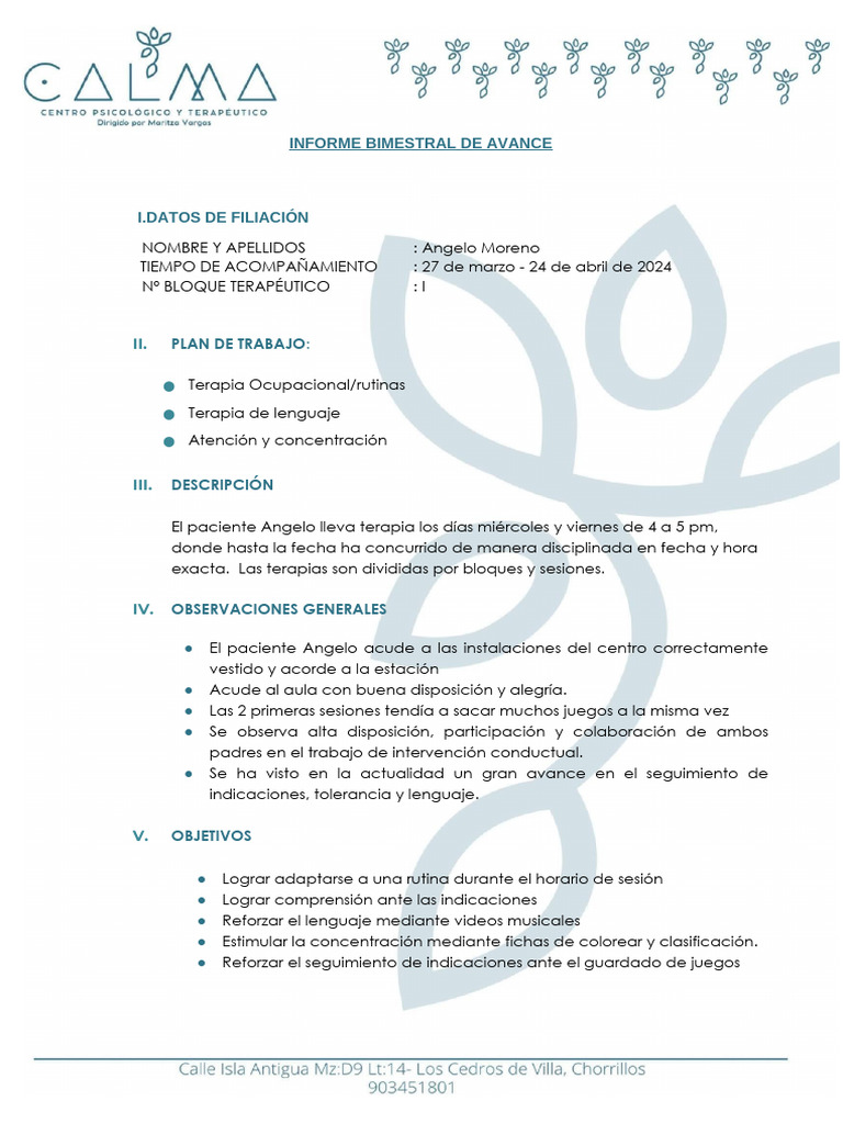 Angelo Moreno Bloque 1 Informe de Avance | PDF