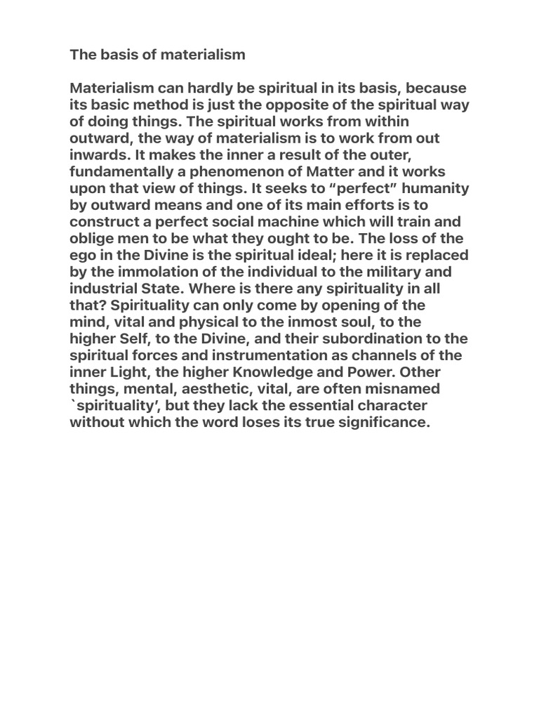 The Basis of Materialism | PDF