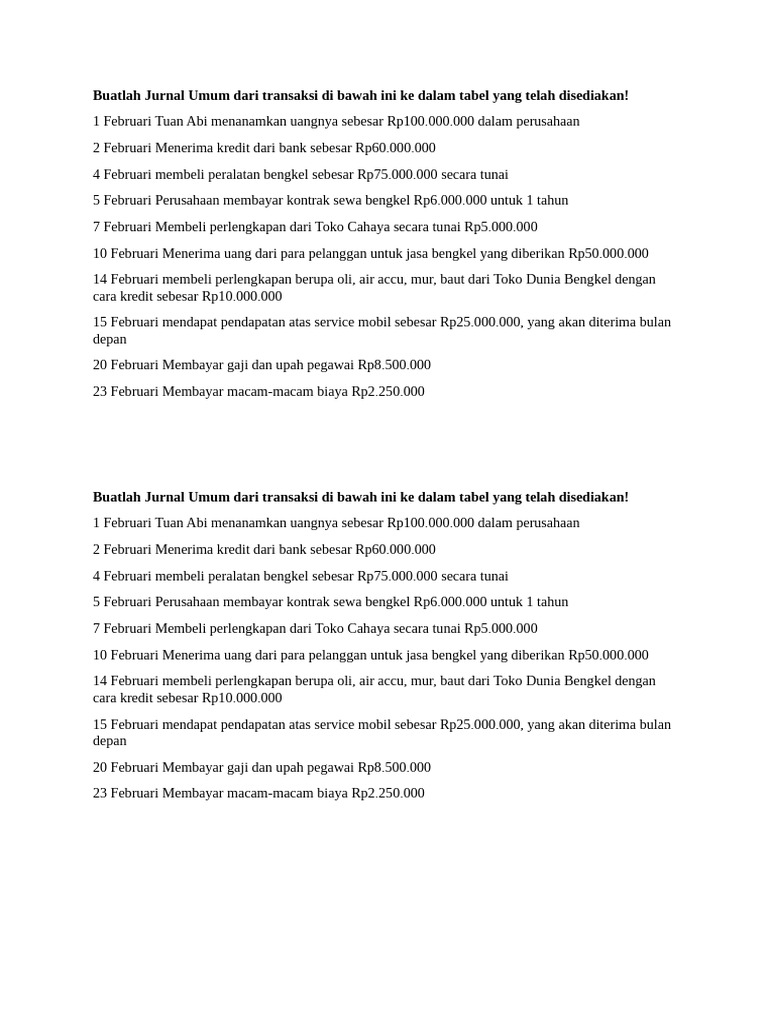 Soal Jurnal Umum Perusahaan Jasa | PDF