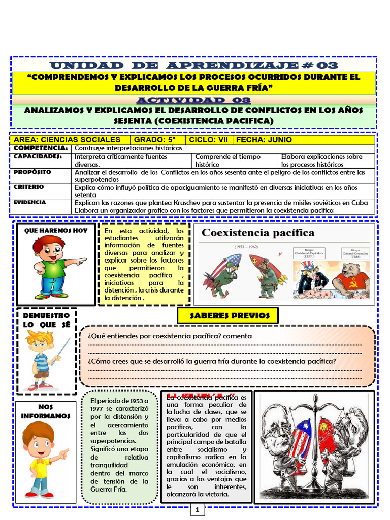 Actividad 3 CCSS 5° Unidad 3 | PDF