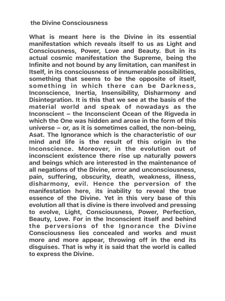 The Divine Consciousness | PDF