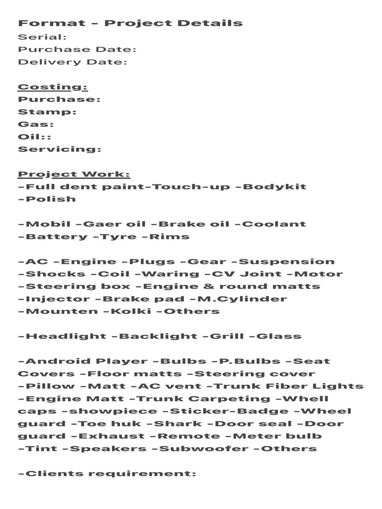 Format - Project Details | PDF