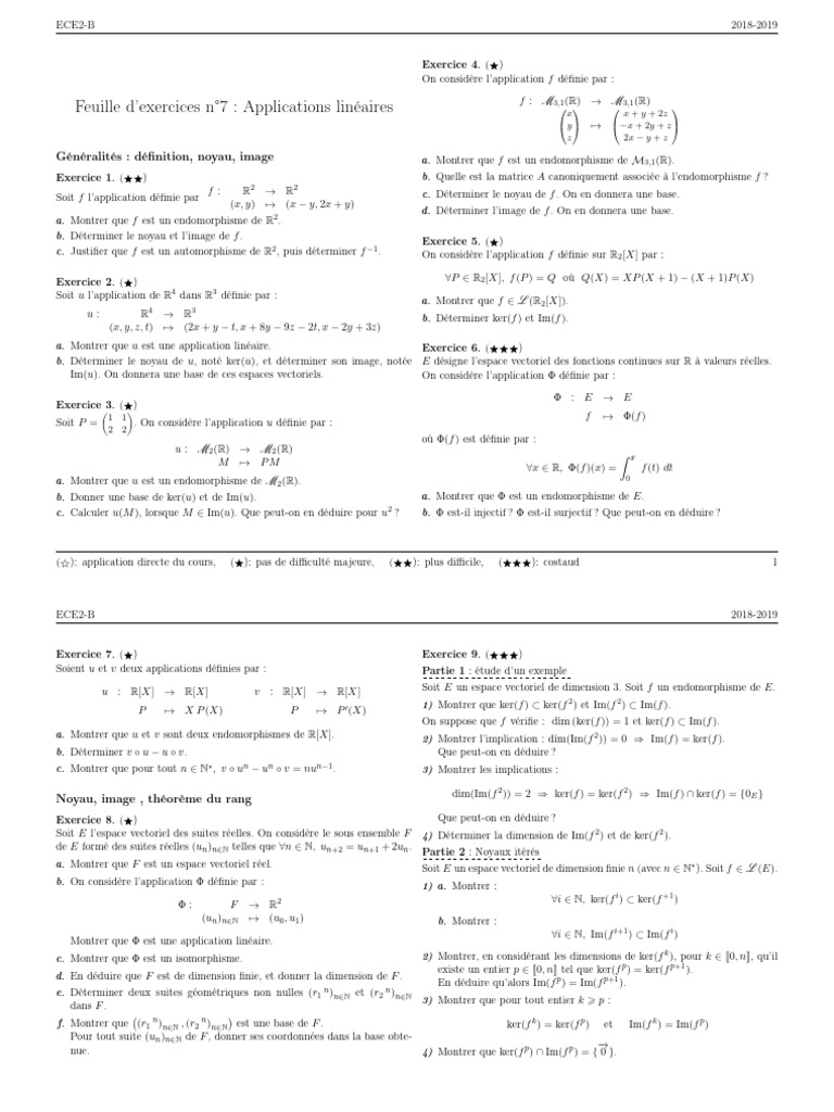 Exos Applications Lineaires | PDF