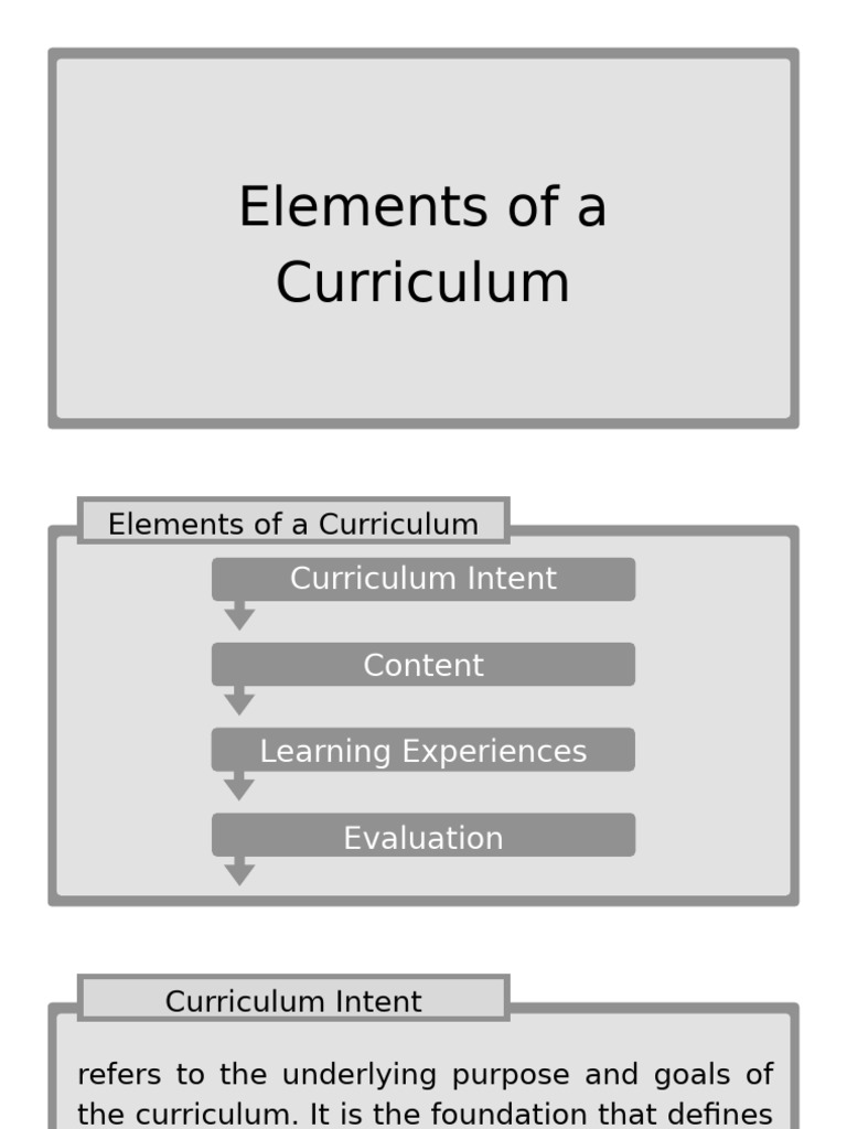 Elements of A Curriculum | PDF