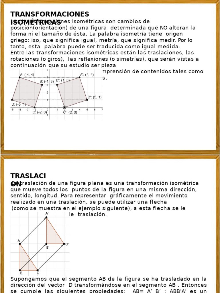 Practica Transformaciones Isométricas Tercero 2024 | PDF