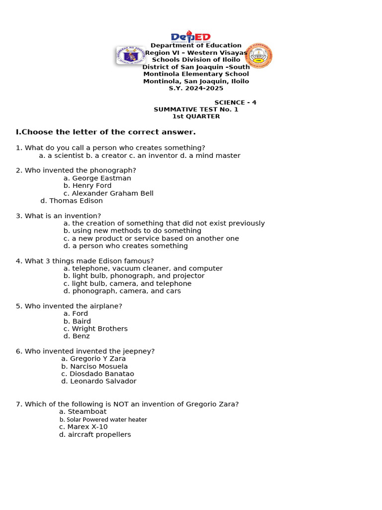 Matatag Summative Test 1 | PDF