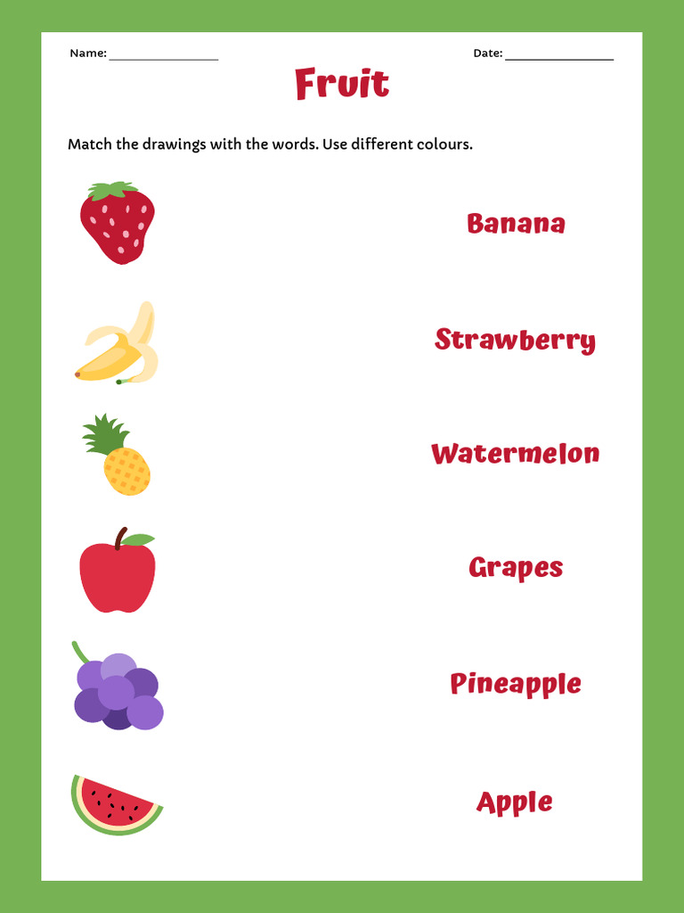 Fruit Matching Activity Worksheet | PDF