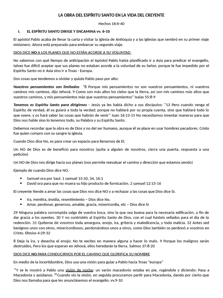 La Obra Del Espíritu Santo en La Vida Del Creyente - 073855 | PDF