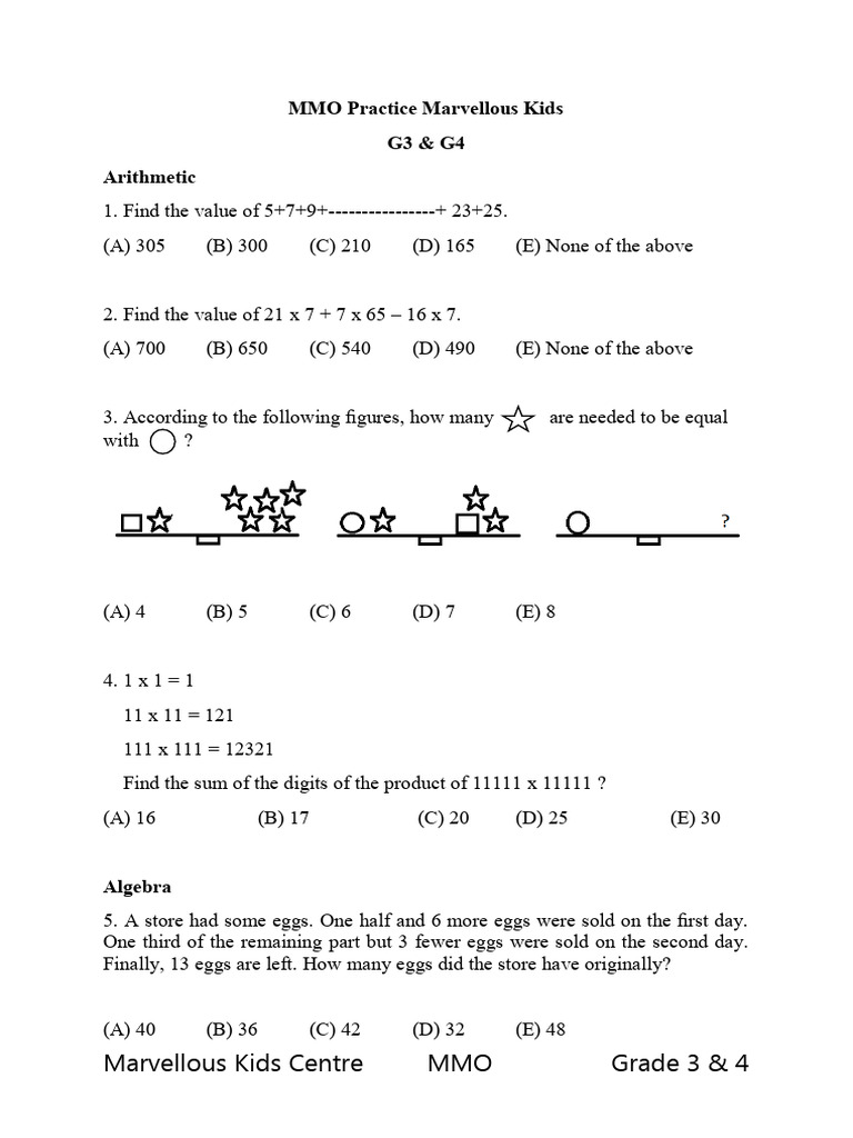 MMO MK 2023 Practice G3&G4 Sample | PDF