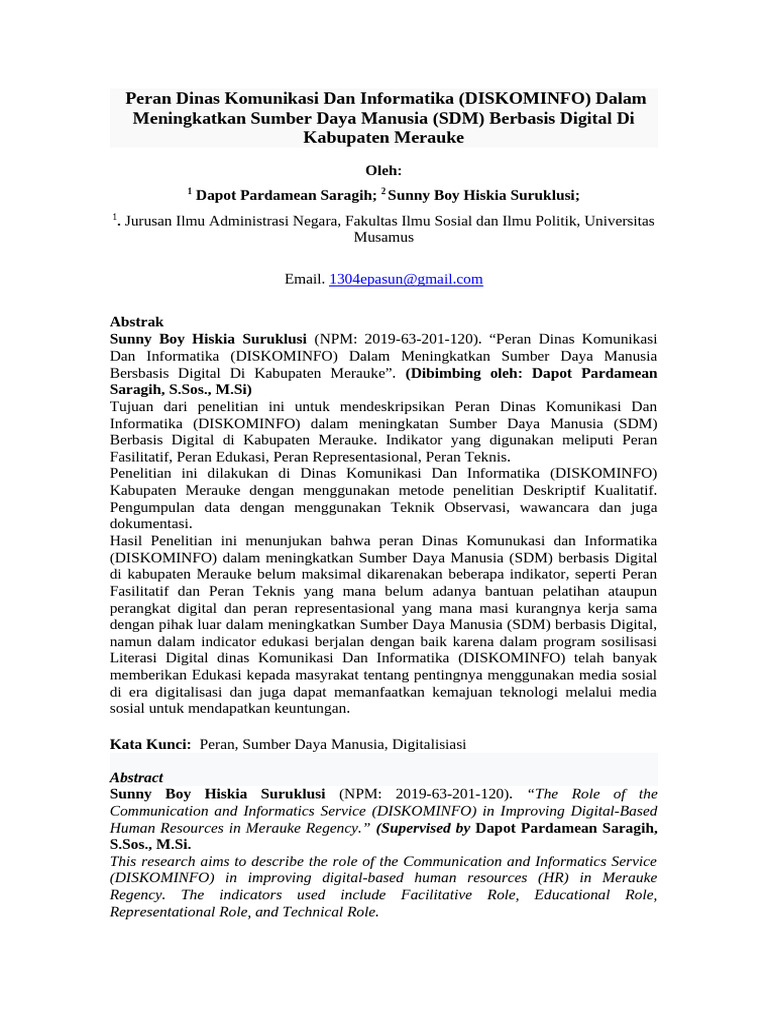 Jurnal Peran Dinas Kominfo | PDF