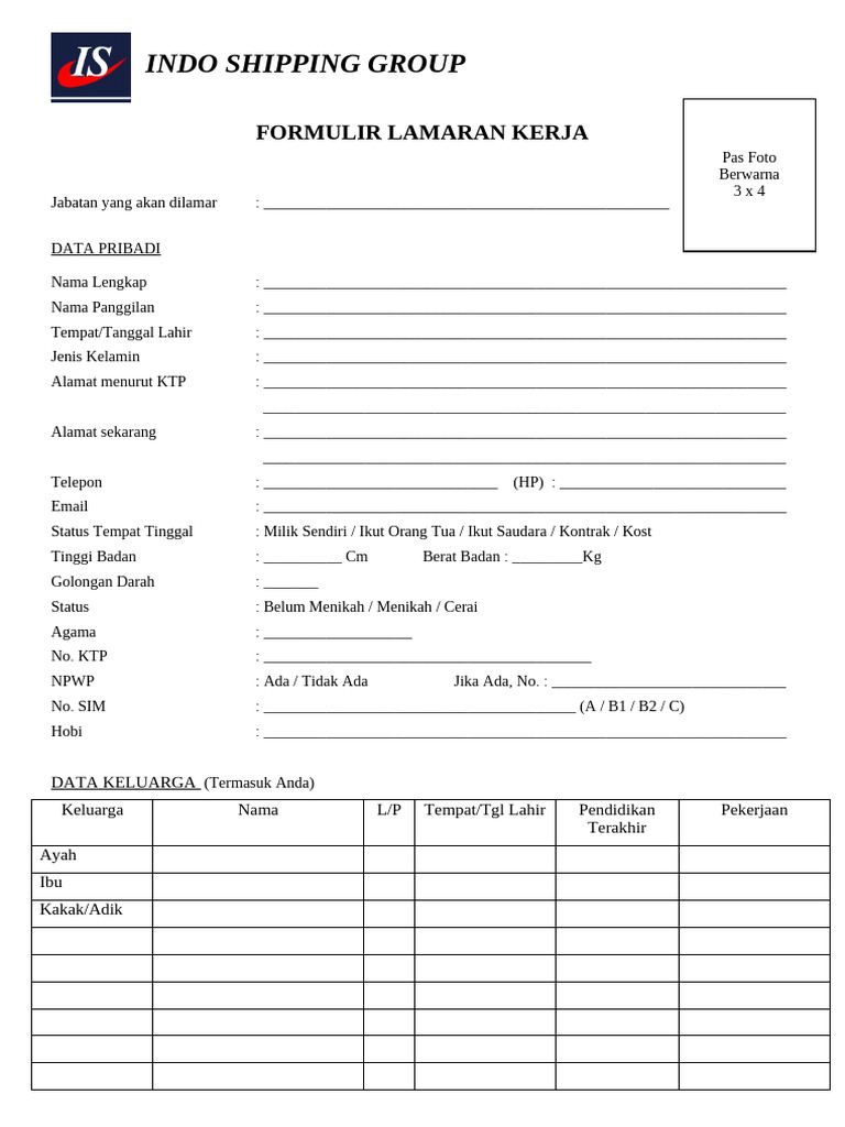 Form Data Pelamar-1 | PDF