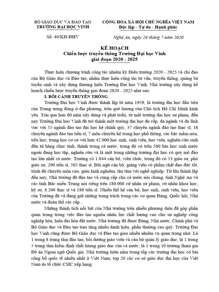 5 - 40 - Ke Hoach Chien Luoc Truyen Thong 2020-2025 | PDF