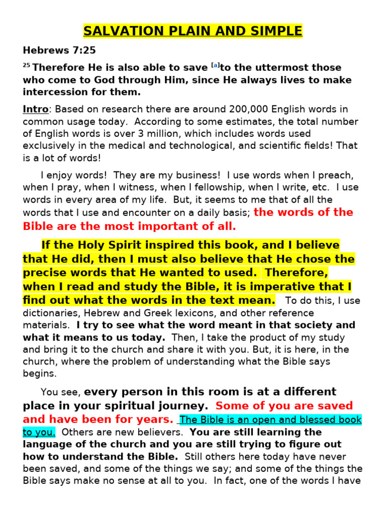 Salvation Plain and Simple | PDF | Eternal Life (Christianity ...
