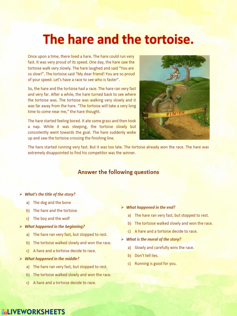 The Hare and The Tortoise - Storytime | PDF