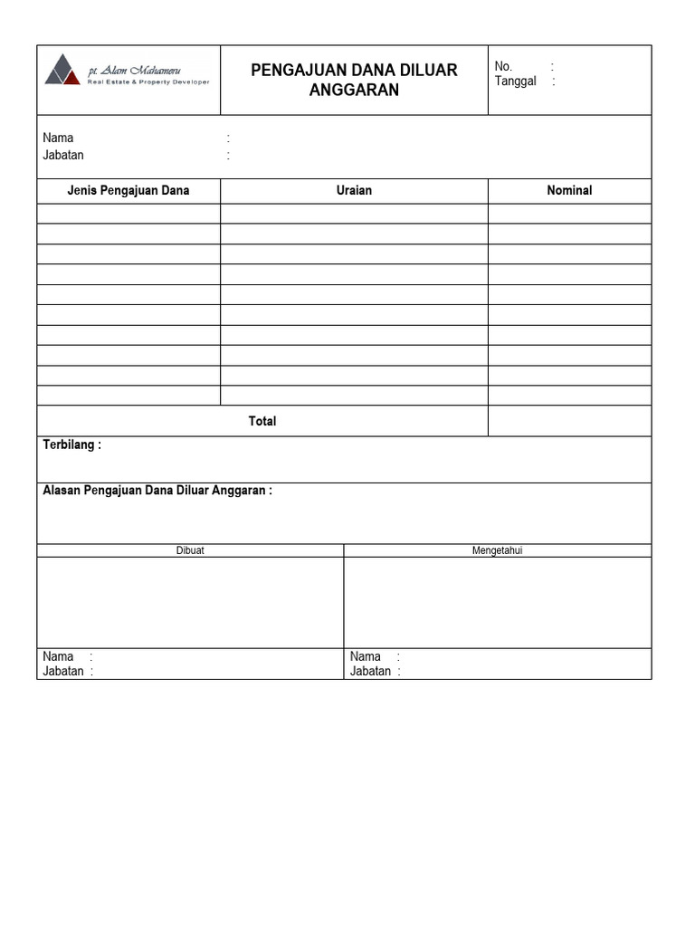 PENGAJUAN DANA DILUAR ANGGARAN | PDF