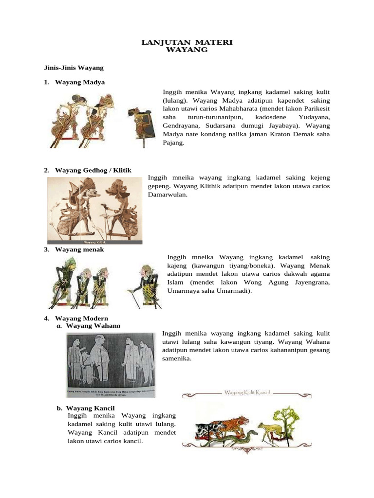 Lanjutan Materi Wayang Kelas X | PDF