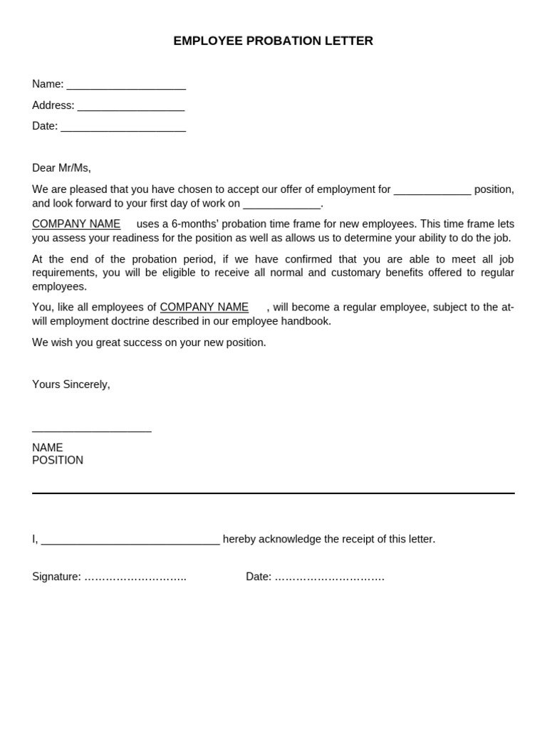 Probation Letter | PDF