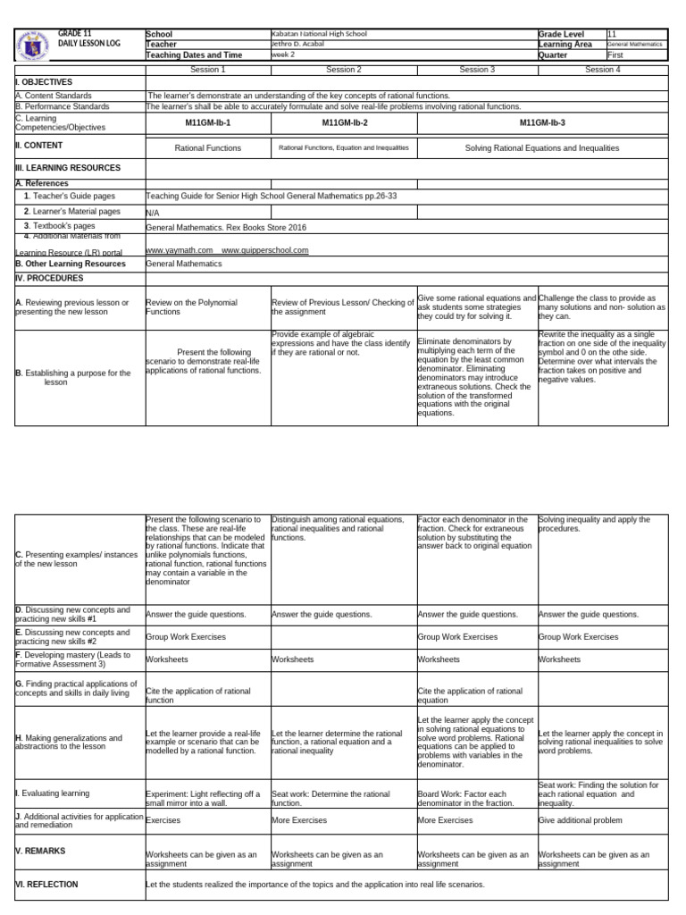 General Math DLL (WEEK 2) | PDF