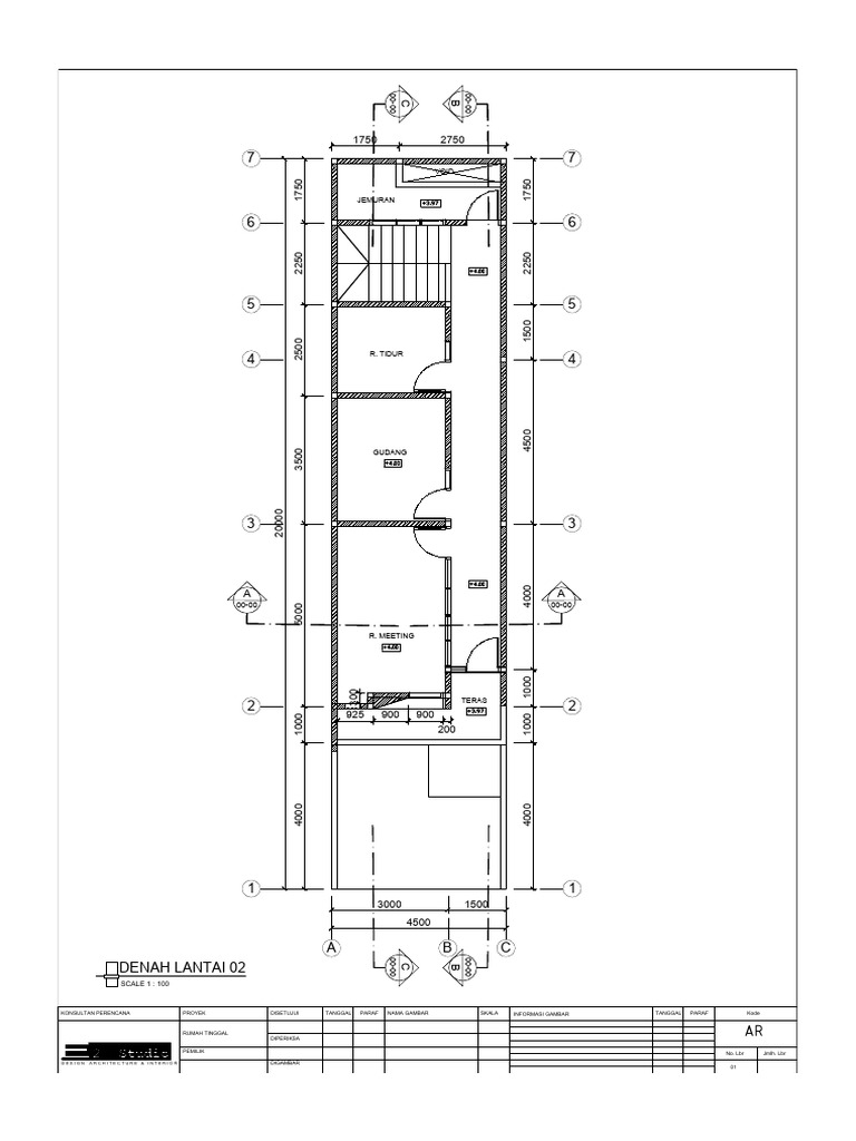 Denah Lantai 02: SCALE 1: 100 | PDF