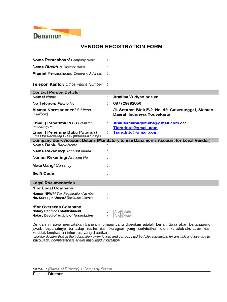 1 - Registration Form - Versi 2019 | PDF